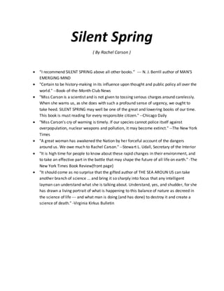 silent spring (1962) by 16. rachel carson | PDF