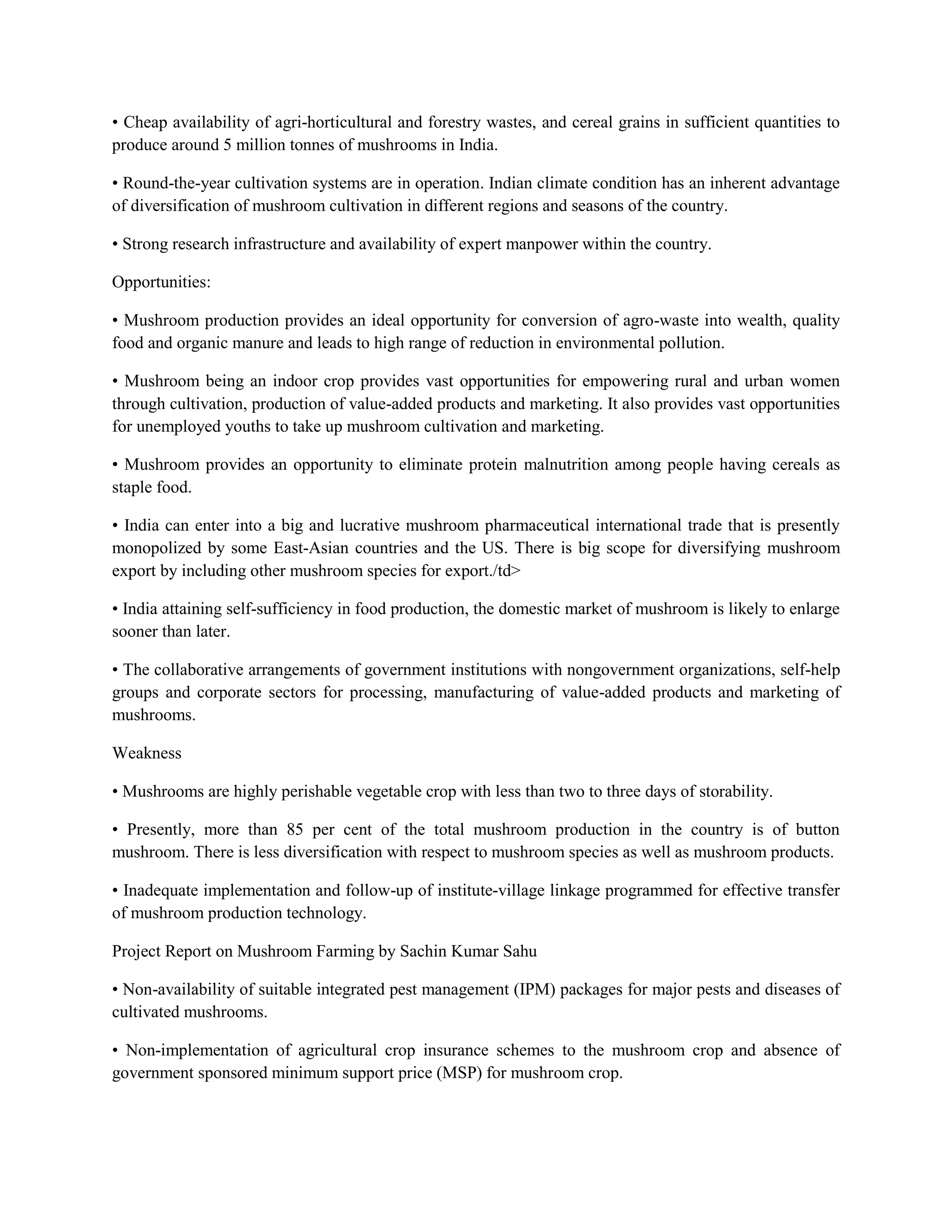 16. project report of mushroom cultivation | PDF