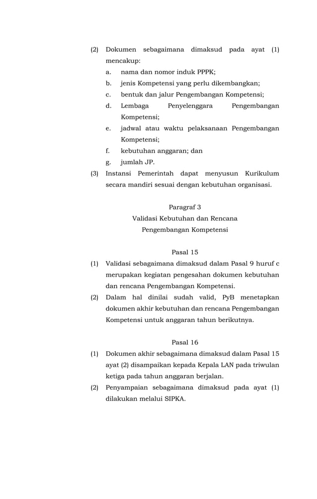 16. salinan peraturan lan no. 15 tahun 2020 tentang pengembangan kompetensi pegawai pemerintah ...