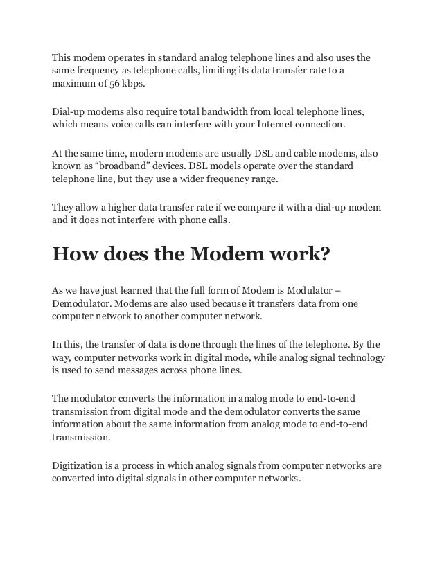 What Is Modem Types Of Modem How Does The Modem Workpdf 