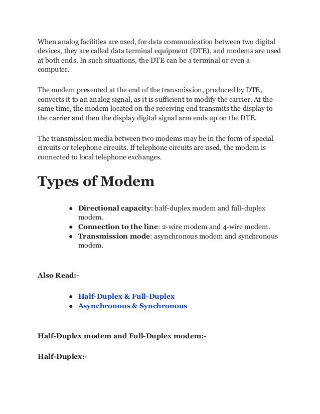 What Is Modem Types Of Modem How Does The Modem Workpdf