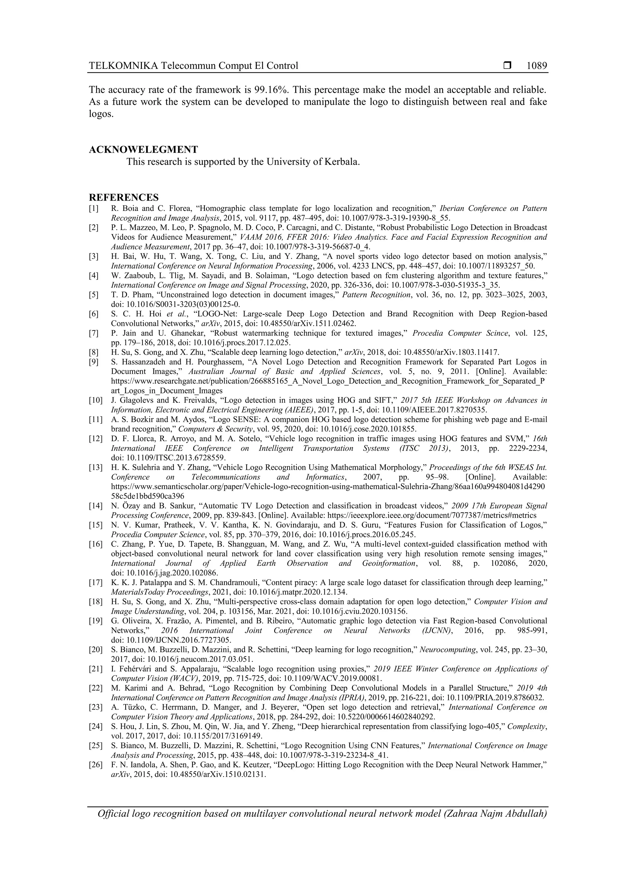 Official logo recognition based on multilayer convolutional neural ...