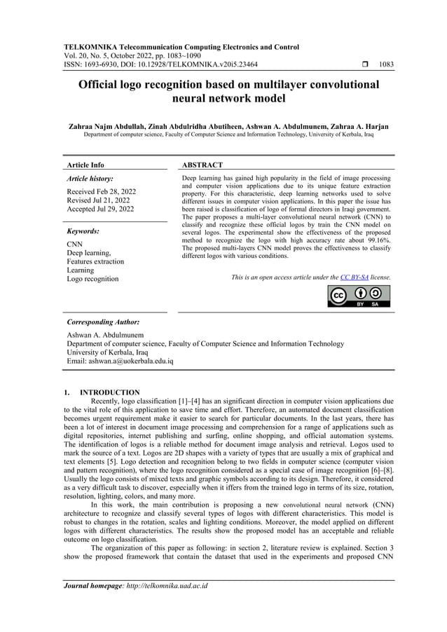 Official logo recognition based on multilayer convolutional neural ...