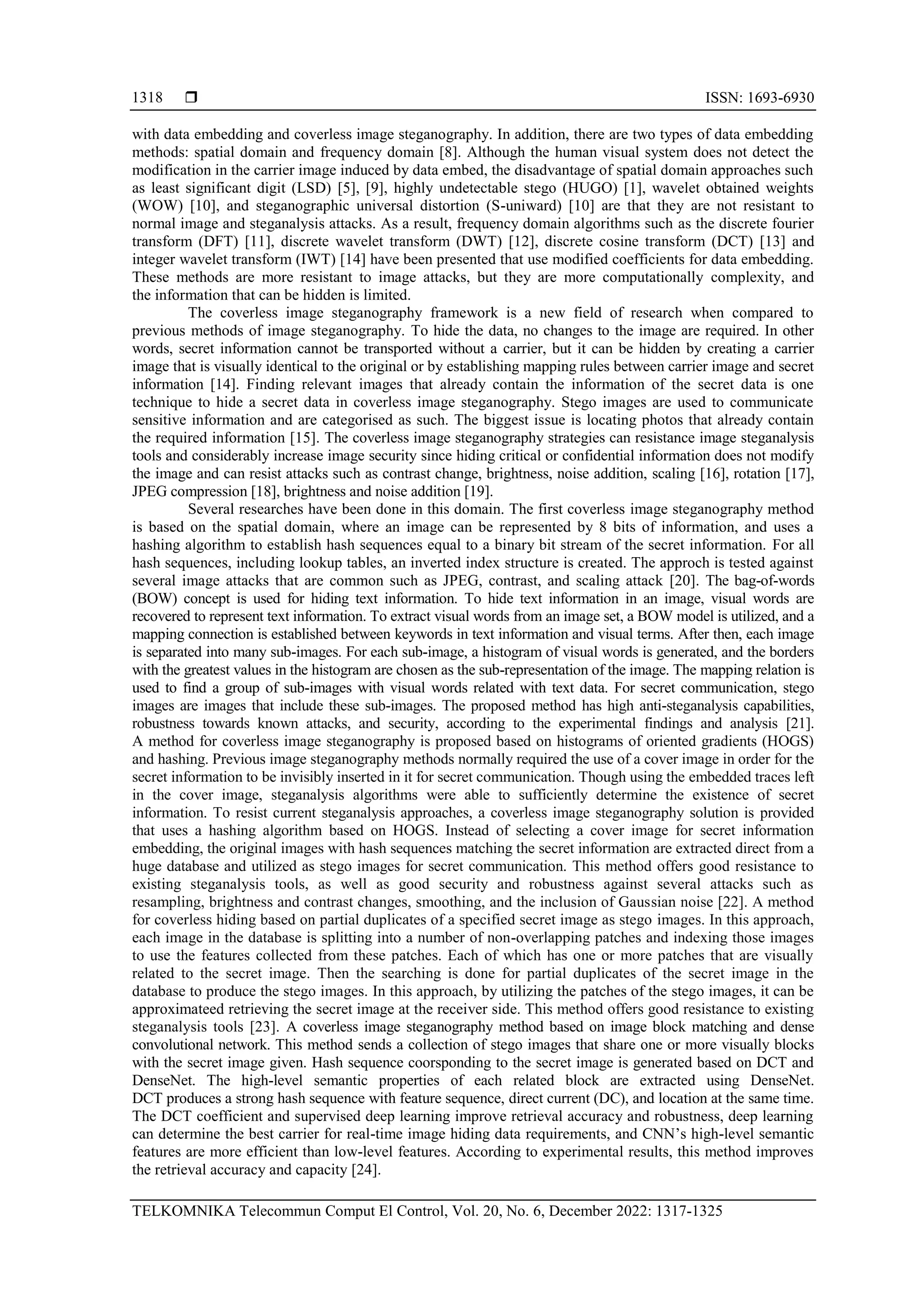 A coverless image steganography based on robust image wavelet hashing | PDF