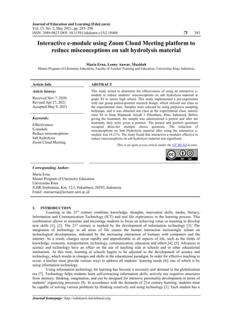 Interactive e-module using Zoom Cloud Meeting platform to reduce misconceptions on salt ...