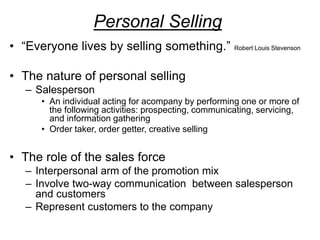 Personal Selling Examples Marketing