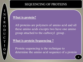 16. Protein sequencing (Biochemistry) | PPTX