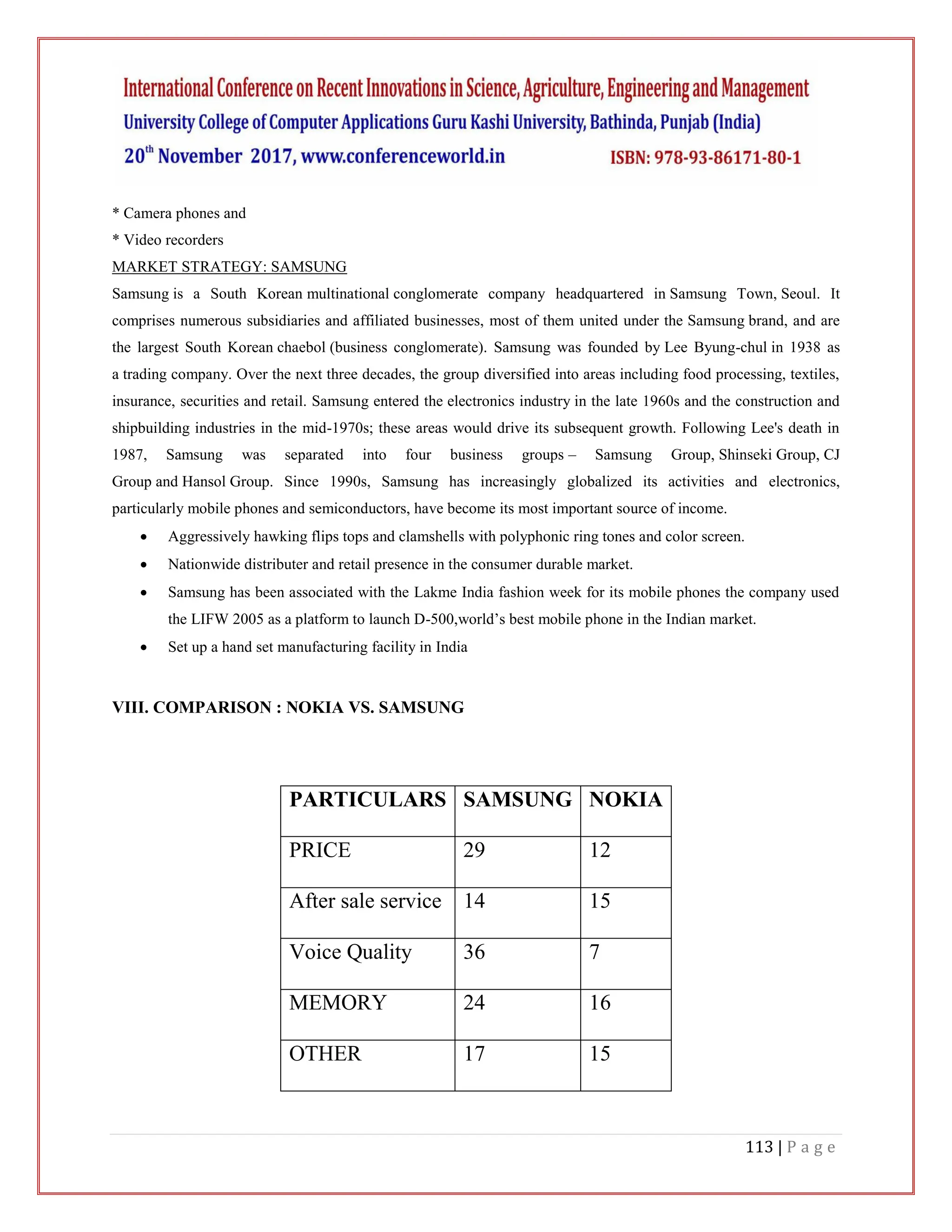 Comparison between nokia and Samsung | PDF