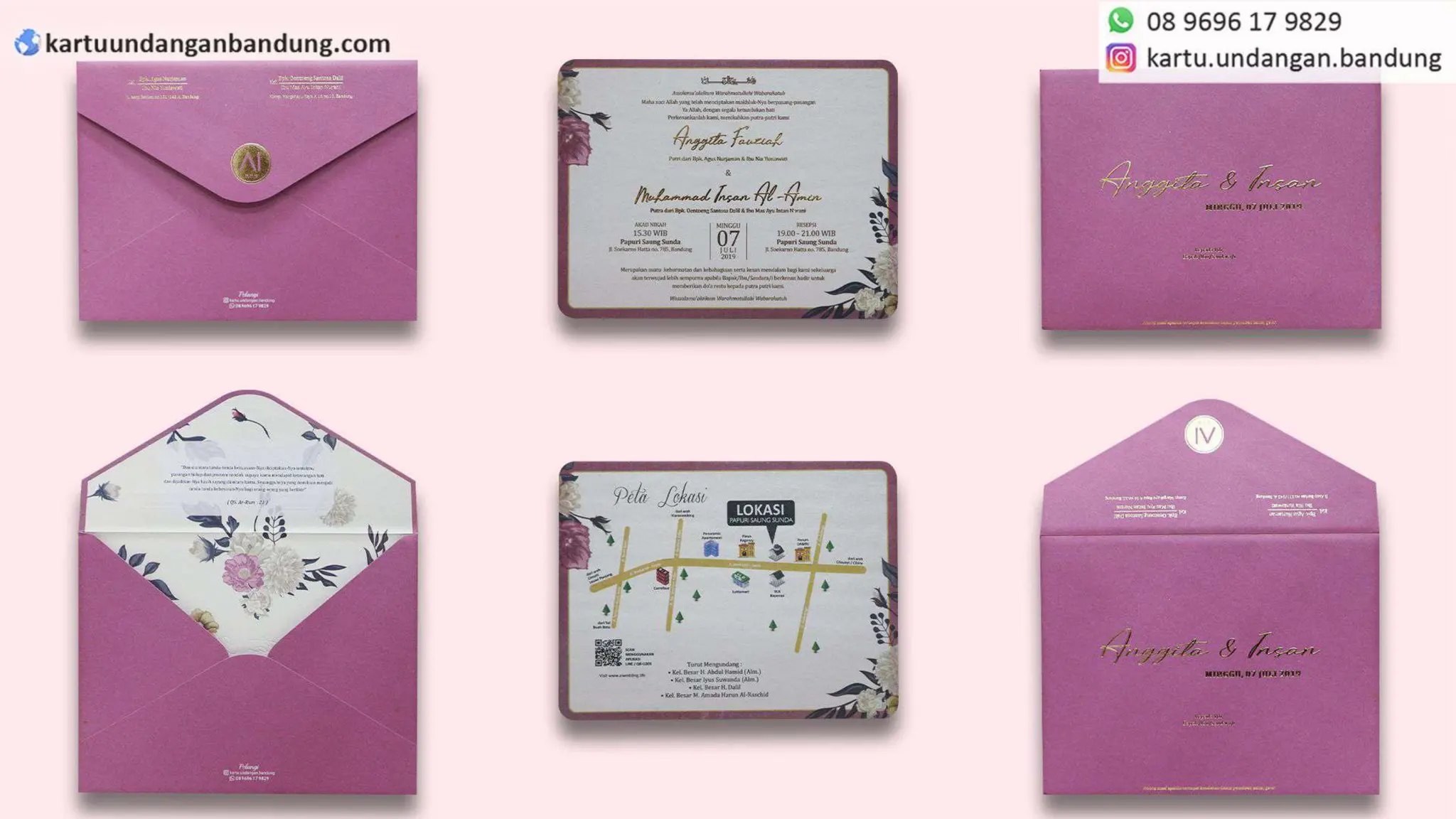 Kartu Undangan Model Single Hardcover + Amplop Flamingo Pink Colourfull ...