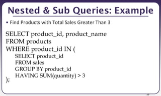 DBMS Nested & Sub Queries Set operations | PDF