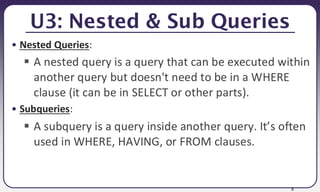 DBMS Nested & Sub Queries Set operations | PDF