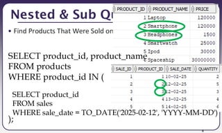 DBMS Nested & Sub Queries Set operations | PDF