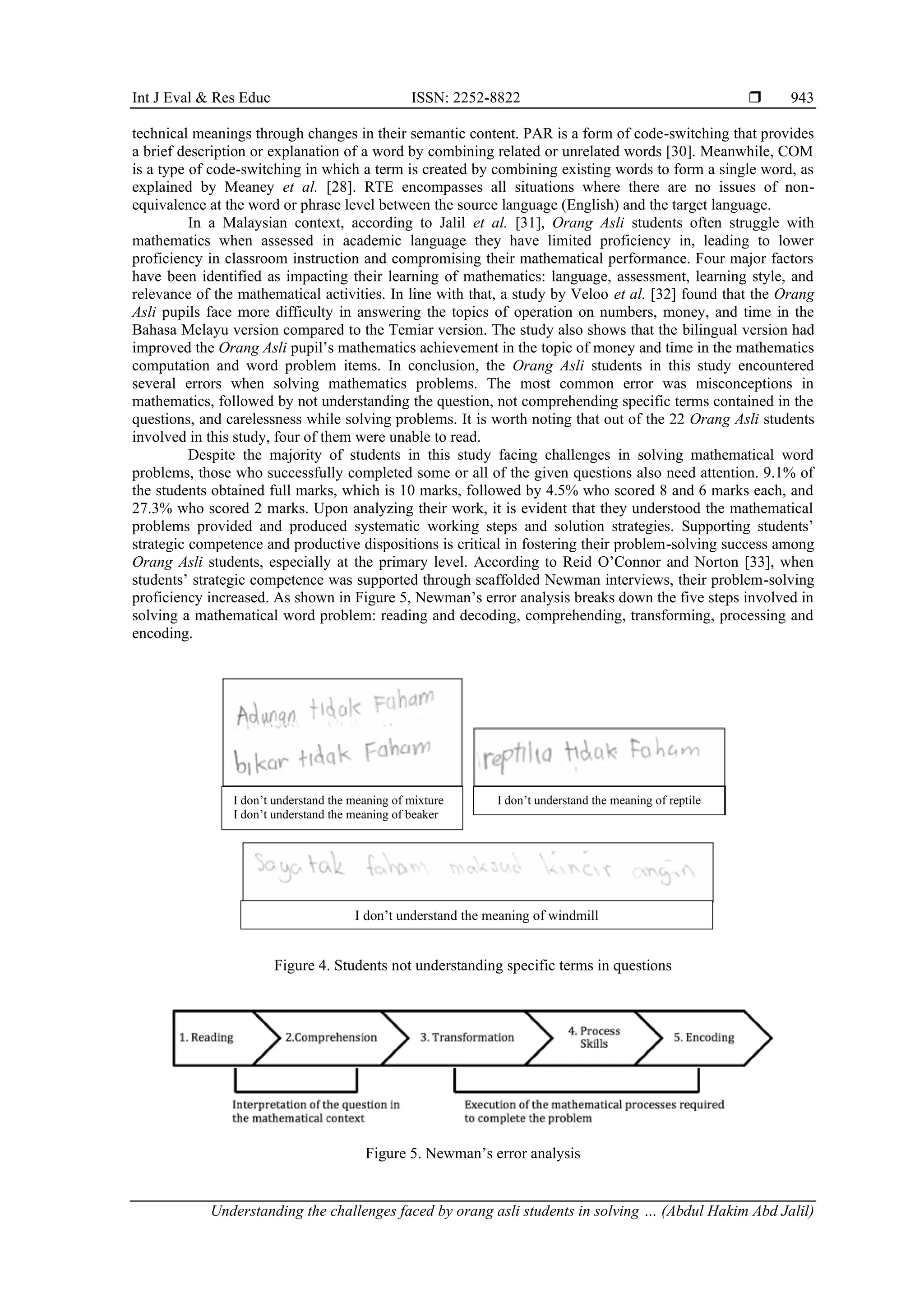 Understanding the challenges faced by Orang Asli students in solving ...