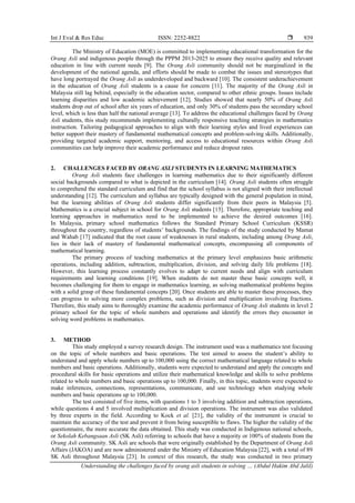 Understanding the challenges faced by Orang Asli students in solving ...