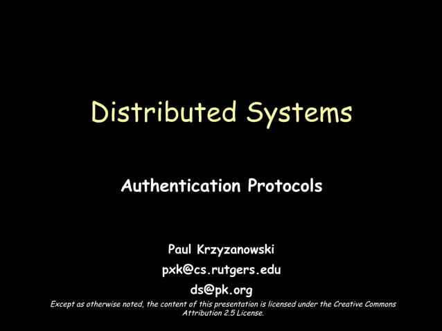 Authentication Distributed Computing Ppt