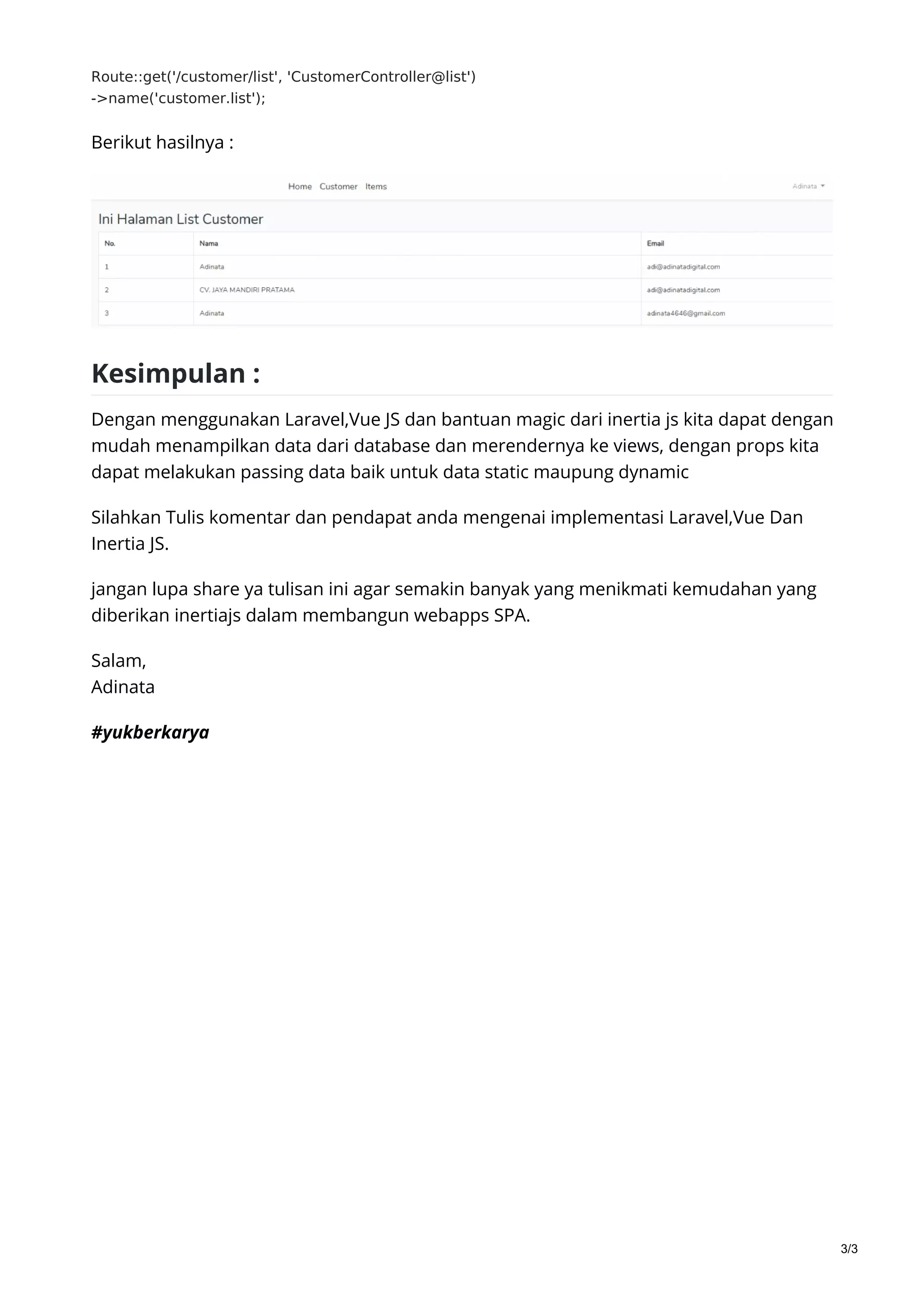 Cara Mudah Menampilkan Data Laravel Vue Dengan Inertia Js Pdf
