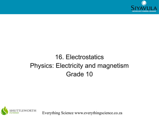Electrostatics grade 10 | ODP | Physics | Science