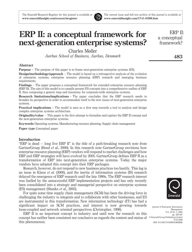 16. Erp Ii A Conceptual Framework For Next Generation Enterprise Systems | PDF