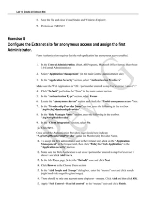 ( 16 ) Office 2007 Create An Extranet Site With Forms Authentication | DOC
