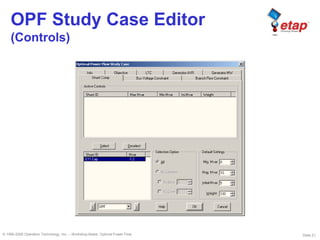 ETAP - optimal power flow (OPF) | PDF | Computer Software and Applications | Computing