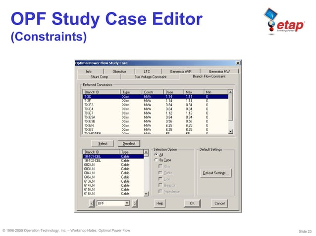 ETAP - optimal power flow (OPF) | PDF | Computer Software and ...