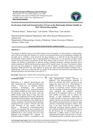 Involvement of pH and Internal Surface of Cans on the Budesonide ...