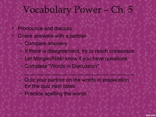 16. vocabulary review game, vp 5, novel quiz, re 3 b | PPT