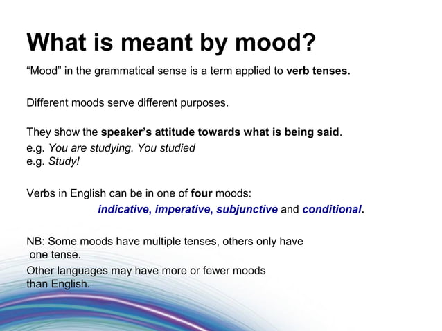 Foundations of Grammar 16: What are tense and mood? | PPT