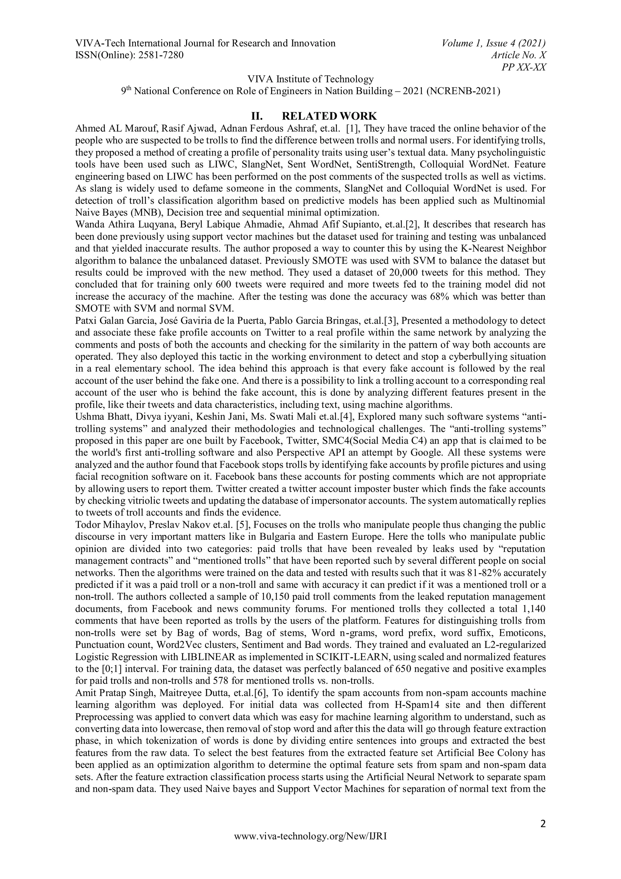 Categorize balanced dataset for troll detection | PDF