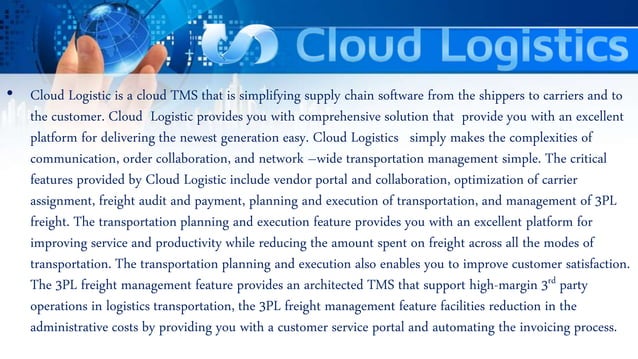 Cloud Logistics cloud computing presentation | PPTX | Cloud Computing | Internet