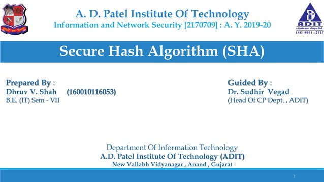 Secure Hash Algorithm Sha Pptx