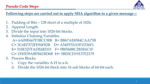 Secure Hash Algorithm (SHA) | PPTX