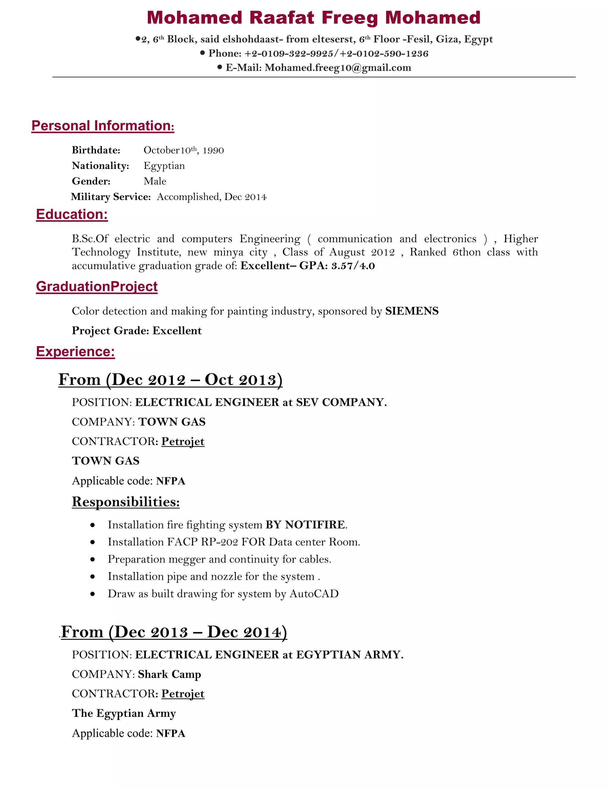 m raafat resume | PDF | Resume Writing and Advice | Job Search