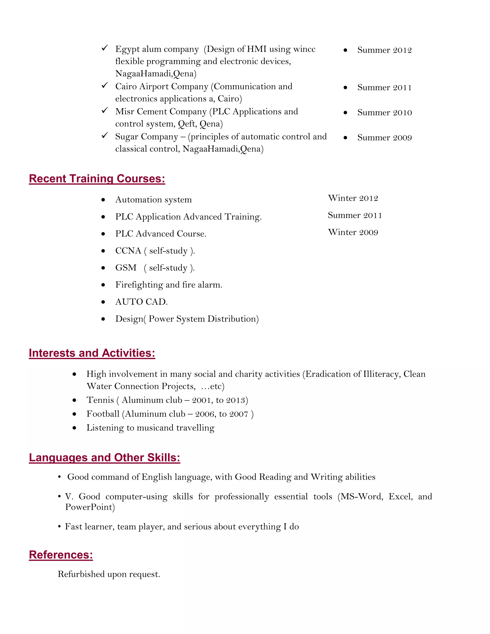 m raafat resume | PDF | Resume Writing and Advice | Job Search