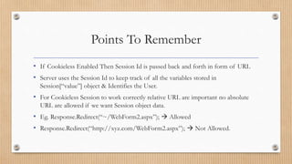 C# cookieless session id and application state | PPT