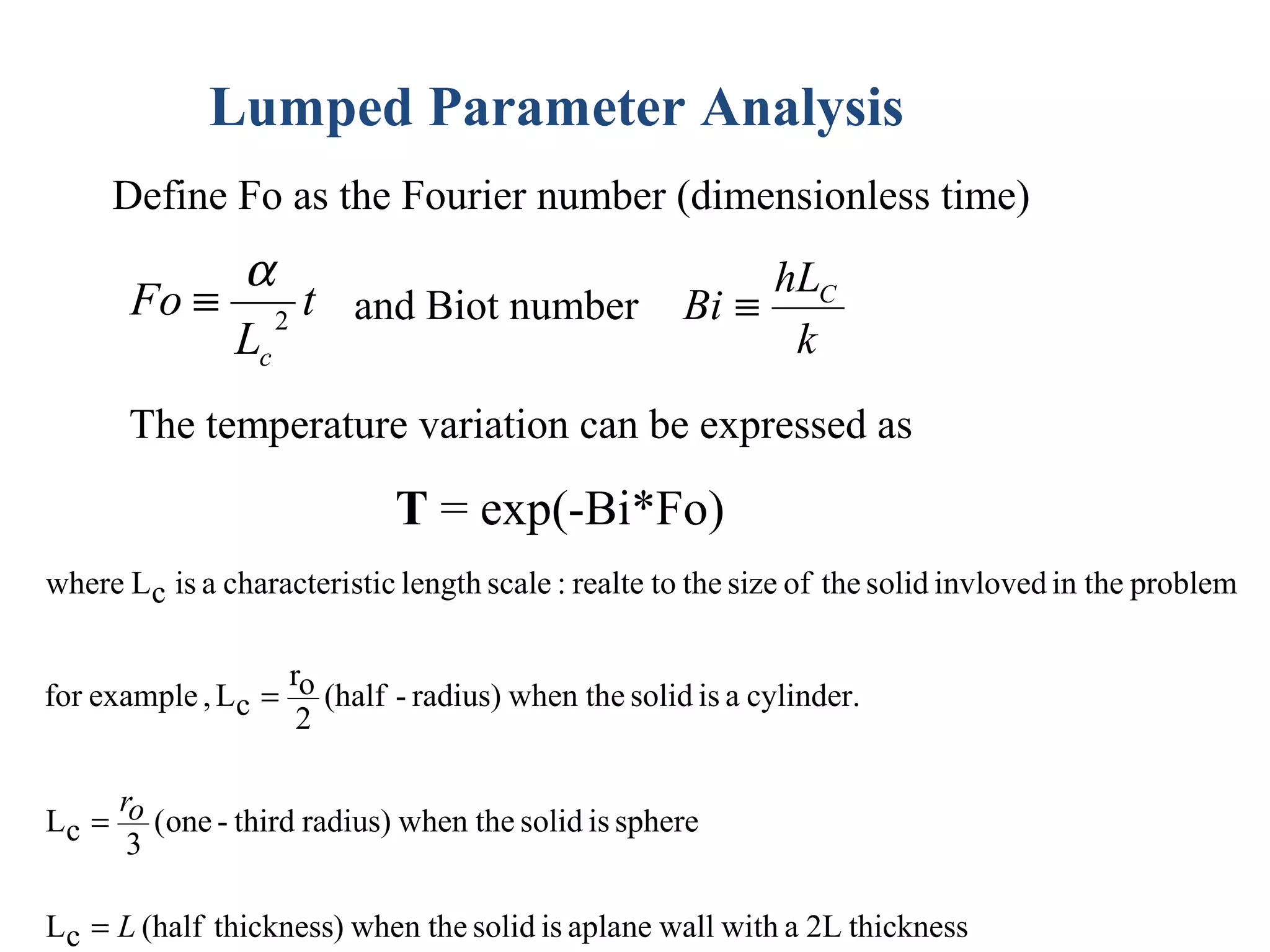 :Heat Transfer "Lumped Parameter Analysis " | PPT