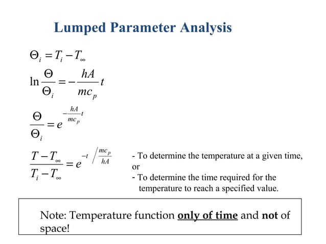 :Heat Transfer "Lumped Parameter Analysis " | PPT