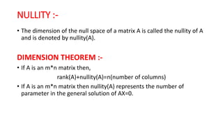 Row Space,Column Space and Null Space & Rank and Nullity | PPTX | Technology & Computing