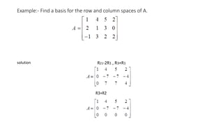 Row Space,Column Space and Null Space & Rank and Nullity | PPTX | Technology & Computing
