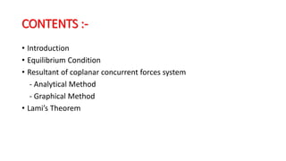 MECHANICS OF SOLIDS(coplanar concurrent forces) | PPT
