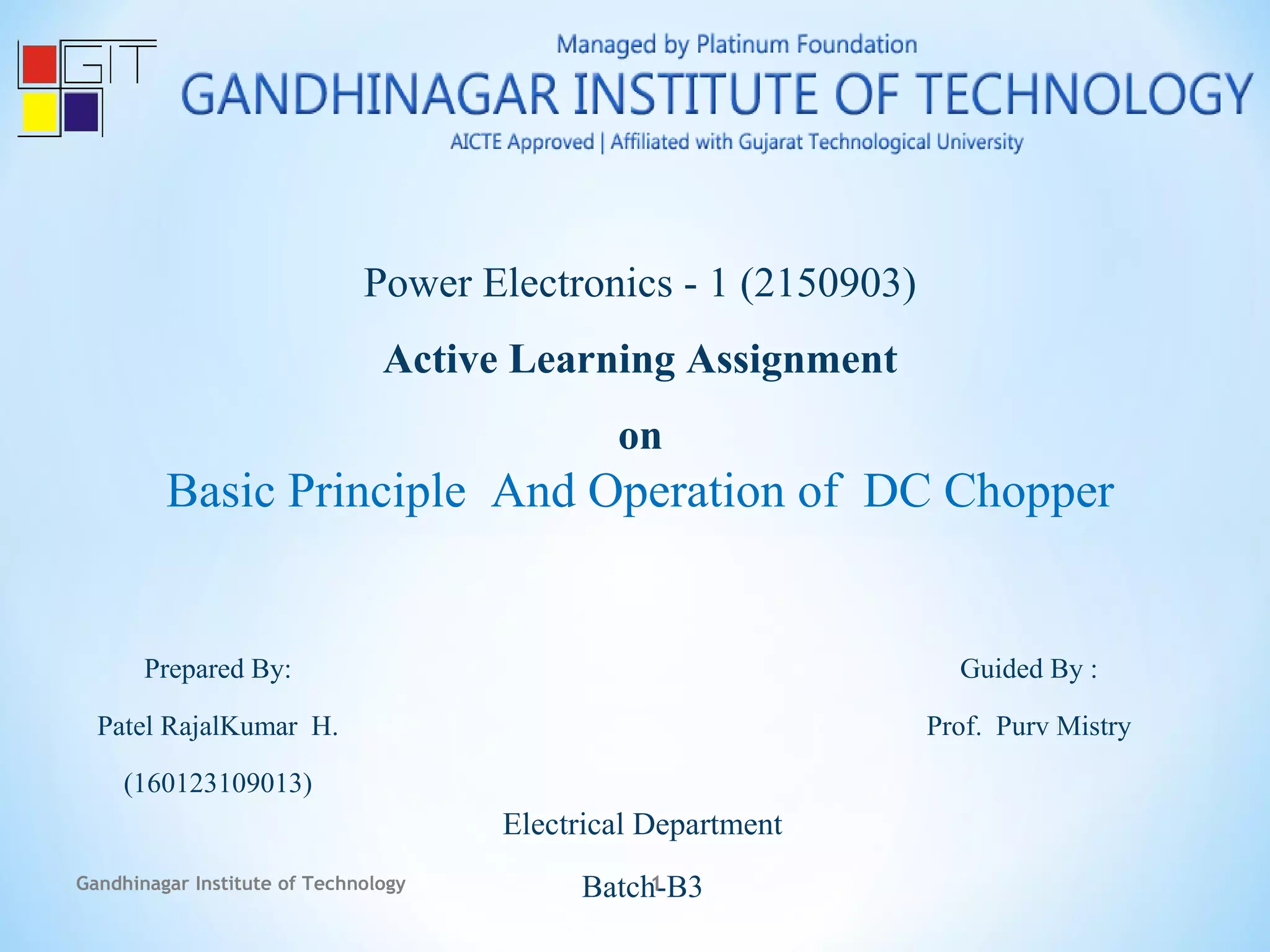 Basic Principle of dc chopper | PPT