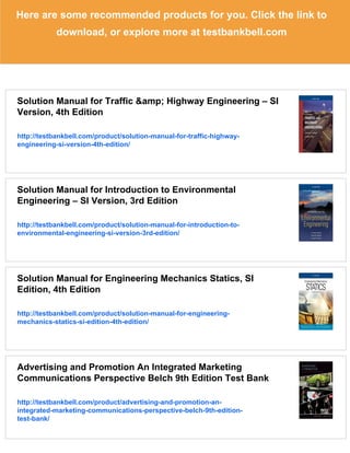 Solution Manual for Transportation Infrastructure Engineering A ...