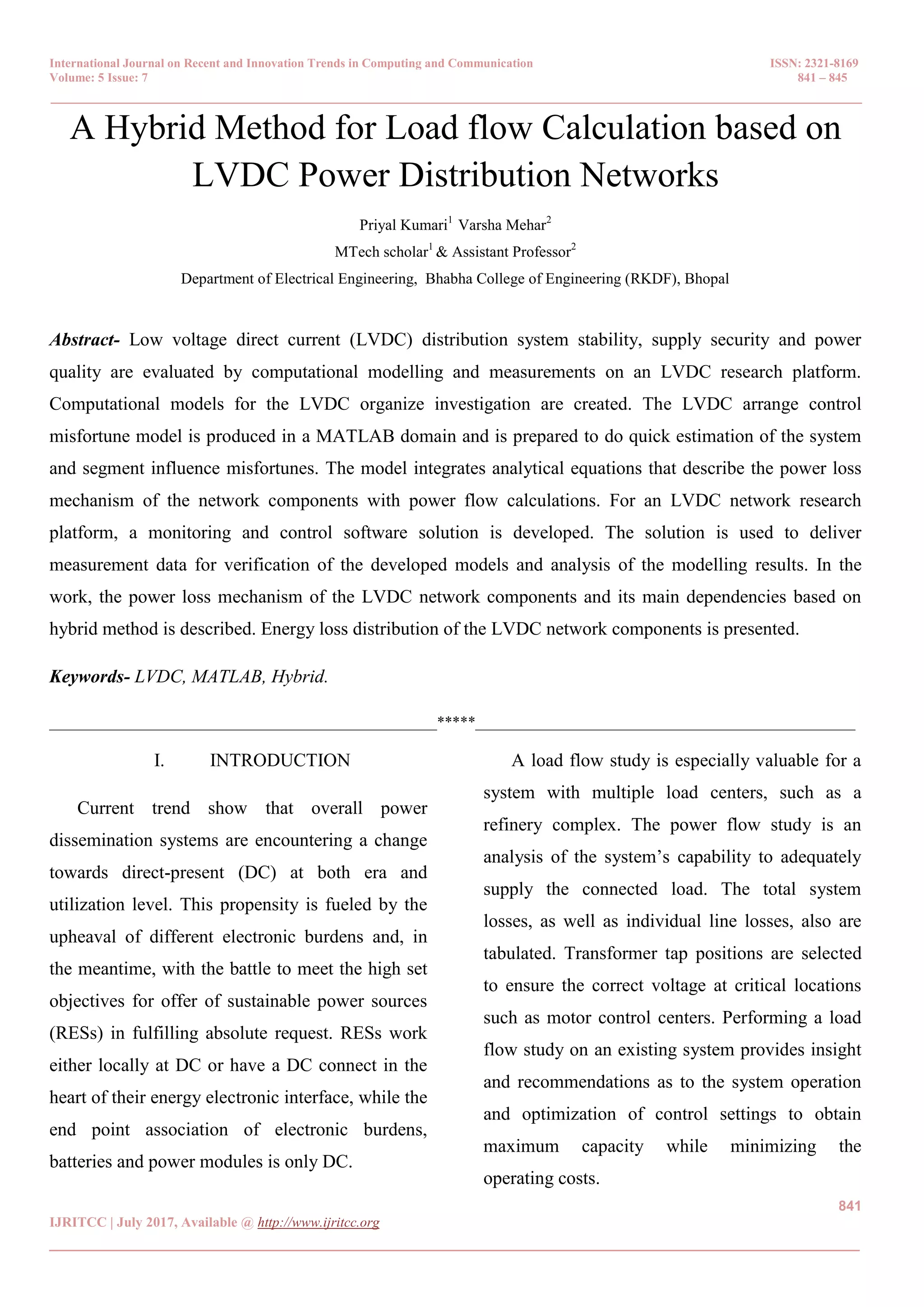 A Hybrid Method for Load flow Calculation based on LVDC Power ...