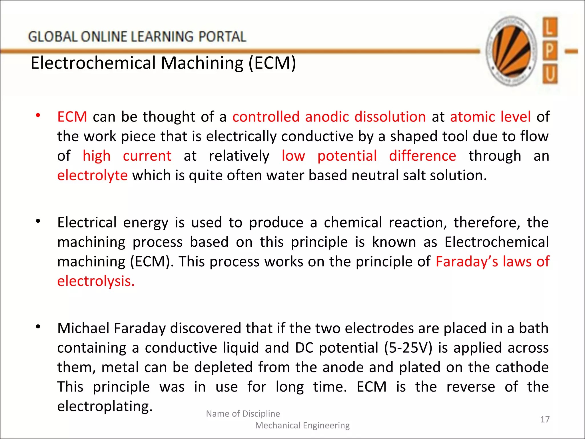 Chemical and Electrochemical machining | PPT