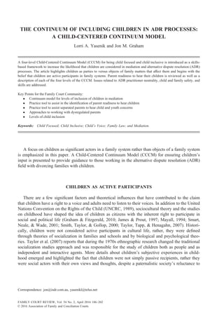 The voice of children in family law: The child centred continuum ...
