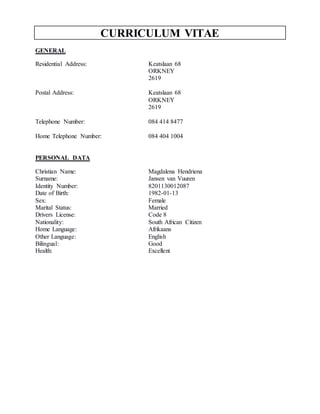 Melanie Jansen van Vuuren | PDF