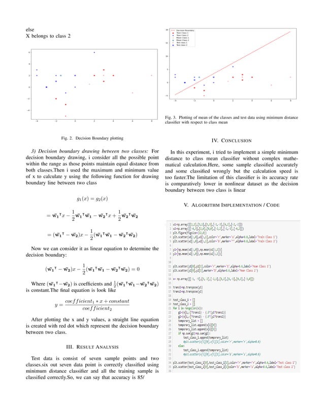 Designing A Minimum Distance Classifier To Class Mean Classifier Pdf Physics Science