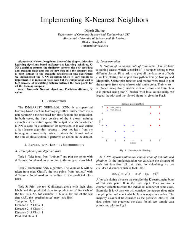 Implementation of K-Nearest Neighbor Algorithm | PDF