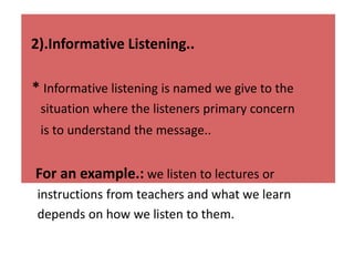 Listing Skill and Types of Listning | PPT