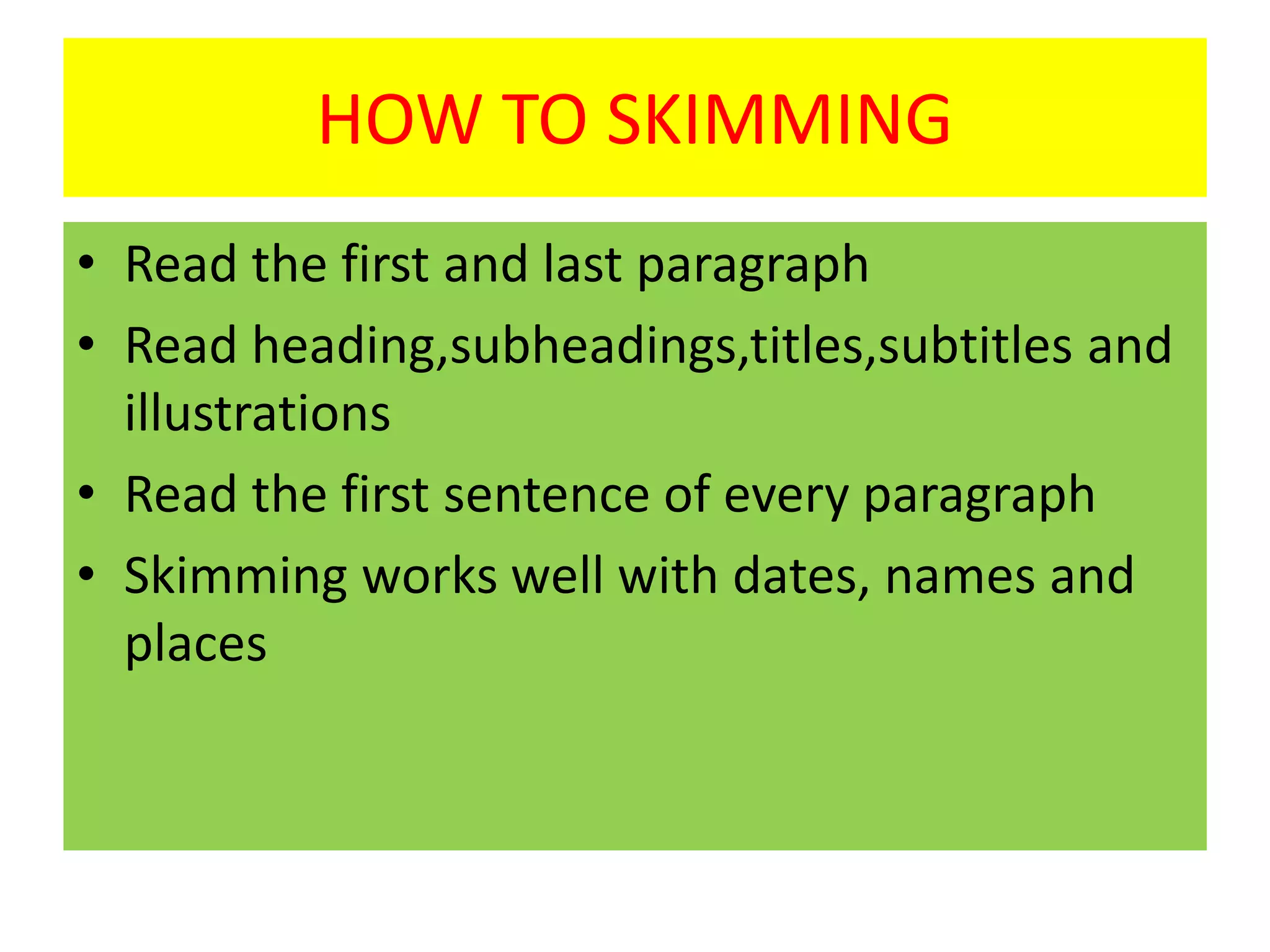 SKIMMIMG AND SCANNING | PPTX
